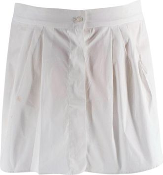 Oscar De La Renta Oscar De La Renta White Pleated Mini Skirt Size XS
