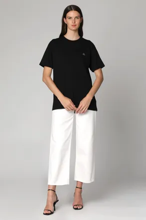 Vivienne Westwood Womens Cotton Crew-Neck T-Shirt With Embroidery Black T-Shirts & Jerseys
