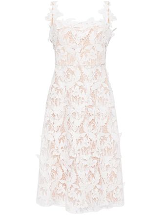 Marchesa Midikleid mit Spitzendetail - Wei&szlig;