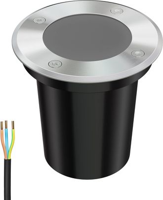 LEDs Com Bodeneinbauleuchte BOLI für außen, IP67, edelstahl, rund, 108mm Ø, 1x GU10 max. 15W, gefrostet