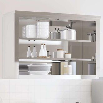 vidaXL Vidaxl - Armoire murale de cuisine en acier inoxydable - Dimensions 110 x 40 x 75 cm - 2 &eacute;tag&egrave;res - Capacit&eacute; 80 kg - Surface facile &agrave; nettoyer