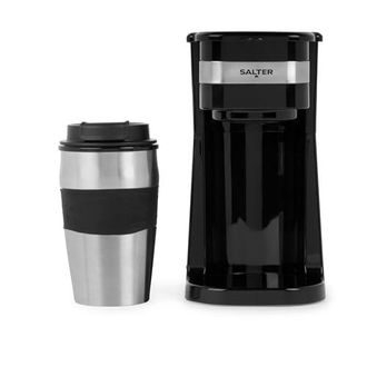 Salter Cafeti&egrave;re One Cup - Machine &agrave; filtre avec filtre lavable et r&eacute;utilisable, mug de voyage en inox 420 ml inclus, pr&ecirc;t en 3-4 minutes, compatible caf&eacute; mo