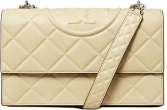 Tory Burch Femme, Sacs, Beige, Taille: ONE Size Sac &agrave; bandouli&egrave;re en cuir de luxe
