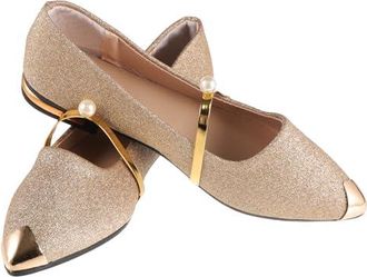 BESTONZON Chaussures Plates Nude Perlées Femme Escarpins Pointus Dorés Taille 39 Légères et Confortables pour Été Adaptées Travail Mariages et Sorties Quotidien