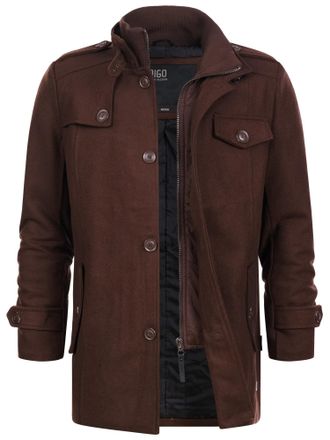 Indicode Herren Brandon Kurzmantel mit Stehkragen | Herrenmantel Wollmantel Mantel Männer Demitasse, XXL