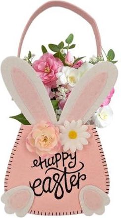 Generic Panier de lapin de P&acirc;ques - Petit seau de P&acirc;ques lapin avec oreille | Sac cadeau doeuf de d&eacute;coration mignonne pour les vacances et la maison