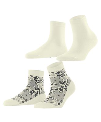 Esprit Damen Sneakersocken Geranium Multipack W Sso Baumwolle kurz gemustert 2 Paar, Weiß Off-White Mix 0010, 35-38