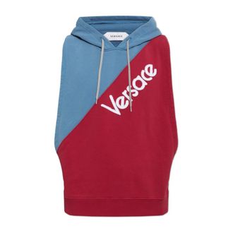 Versace &Auml;rmelloser Hoodie aus Baumwolle mit Stickerei - - Sweatshirts & Hoodies - Herren - Rot - L