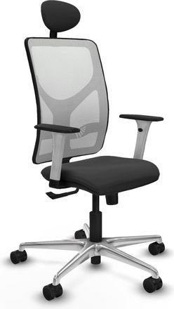 Piqueras y Crespo Drehstuhl aus Netzstoff mit wei&szlig;en und schwarzen Armlehnen, h&ouml;henverstellbare Lendenwirbelst&uuml;tze und festes Kopfteil, ausgestattet mit 3 Positionen, W