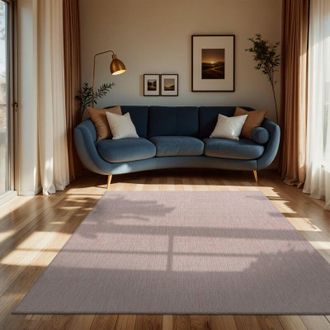 Paco Home Paco Home In- & Outdoor Teppich Flachgewebe einfarbig modern wetterfest für Terrasse Küche Pink, 200 cm Quadrat