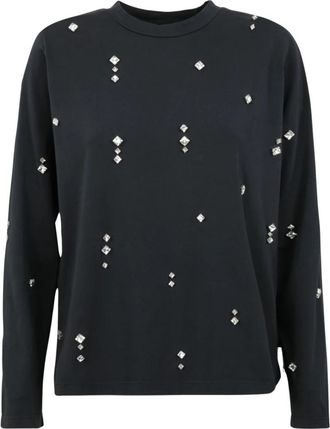 Des_Phemmes Crystal-Embellished Long Sleeve Tee - - Tops - Damen - Schwarzk - M