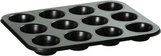 Dajar AMBITION Muffinform 12er Lakritze Cupcake Blech aus Kohlenstoffstahl Antihaftbeschichtung schwarz