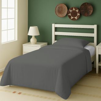 Pizuna Bettw&auml;sche 135x200 Baumwolle Dunkelgrau, 400 Fadenzahl 100% Langstapelige Baumwolle weiche Satinbindung, Bettbezug 135x200 cm mit Knopfverschluss und 