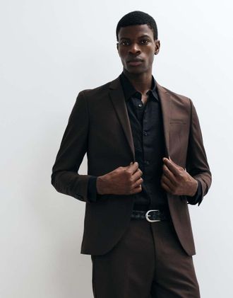 Jack & Jones blazer de costume slim fit marron fonc&eacute;