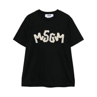 Msgm Msgm, Femme, Tops, Noir, Taille: 42 FR T-Shirt Col Rond