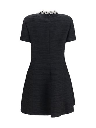 Valentino Womens Embroidered Mini Dress | Embroideries Nero-Silver Cotton; Viscose; Polyamide Nero/silver