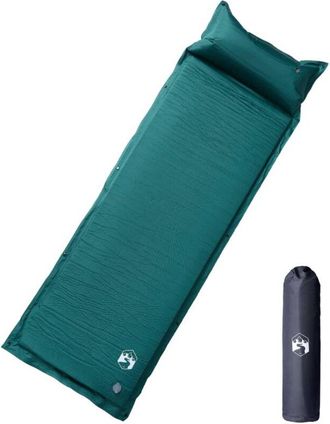 vidaXL Selbstaufblasende Isomatte mit Kissen Gr&uuml;n Vidaxl