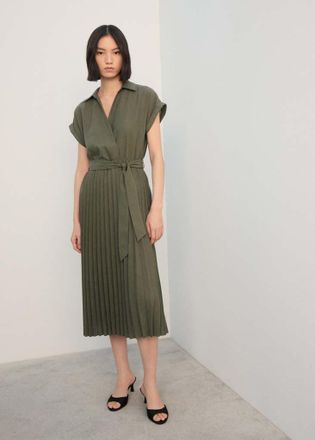 Mango Plissiertes Hemdkleid khaki - Damen - XS - MANGO