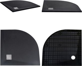 vidaXL Duschtasse smc Schwarz 90x90 cm - Duschwanne - Duschwannen - Home & Living - Schwarz