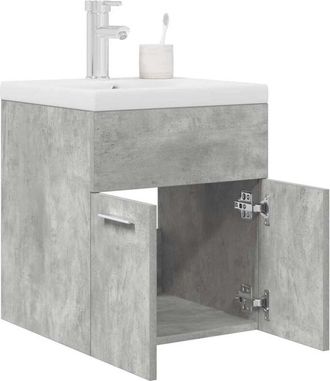 vidaXL vidaXL Waschbeckenunterschrank mit Einbaubecken Wasserhahn Betongrau