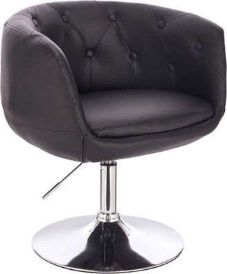 SVITA Panama Retro Loungestuhl Cocktailsessel Schwarz Kunstleder Tellerfuß - Svita