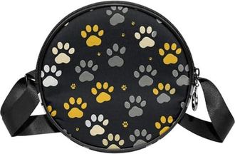 Generic Sac &agrave; bandouli&egrave;re Circle pour femme, petit sac &agrave; bandouli&egrave;re jaune et noir, avec fermeture &eacute;clair, bretelles r&eacute;glables, sac &agrave; main rond d&eacute;contract&eacute; po