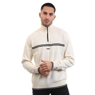 HUGO BOSS K Zone Pullover f&uuml;r Herren, Baumwolle, Regul&auml;r (Wei&szlig;)