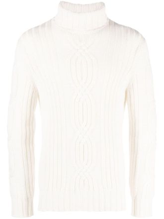 Brunello Cucinelli pull torsad&eacute; &agrave; col roul&eacute; - Blanc