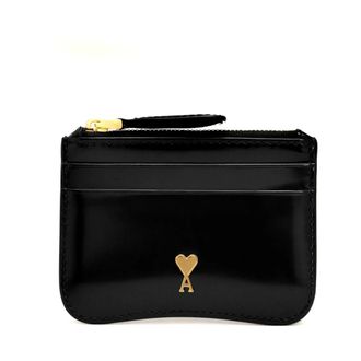 Ami Schwarzes Lederkartenetui mit Rei&szlig;verschluss - - Accessories - Damen - Schwarzk - ONE SIZE