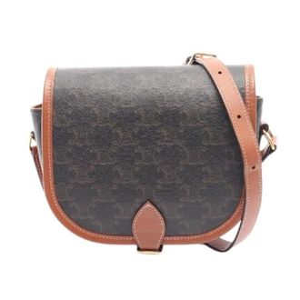Celine Sac bandouli&egrave;re Pre-owned Folco Moyen en toile enduite PVC - Femme - Pre-owned - Brun - Taille: ONE Size