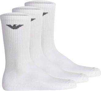 Emporio Armani Casual Cotton 3-Pack Ankle Socks Lot de 3 Paires de Chaussettes, Blanc/Blanc, Taille Unique Homme