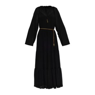 Michael Kors Maxikleid mit G&uuml;rtel und Stufen - - Dresses - Damen - Schwarzk - XL