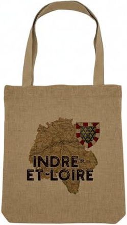 Fabulous Sac Shopping Tote Bag Aspect Lin - Indre et Loire 37 Departement Tours Carte Ancienne Centre - Sac de Courses Toile Epaisse 360g Beige Naturel Cabas P