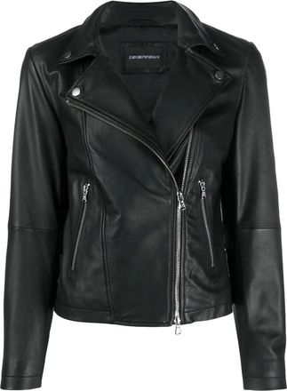 Emporio Armani Femme, Vestes, Noir, Taille: 38 FR Blouson de motard en cuir