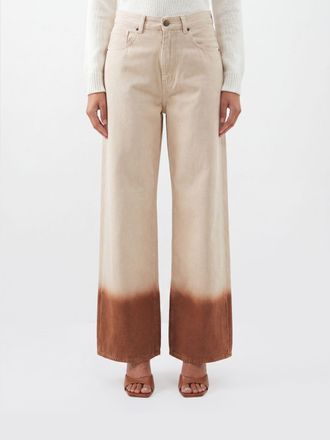 Alanui Jean large et taille haute avec imprim&eacute; abstrait bicolore