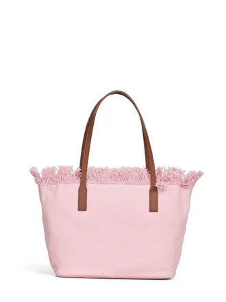MC2 Saint Barth Fringed Cotton Canvas Shoulder Bag - Pink