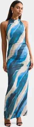 Forever New Neckholder-Maxikleid aus Jersey mit abstraktem Muster in Blau