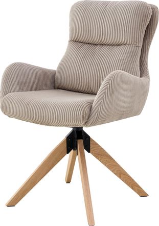 Livetastic Armlehnstuhl, Taupe, Holz, Metall, Textil, Eiche, Pappel, massiv, Sperrholz, Flachrohr, 60x91x72 cm, Sitzfl&auml;che 360&deg; drehbar, Esszimmer, St&uuml;hle, Esszi
