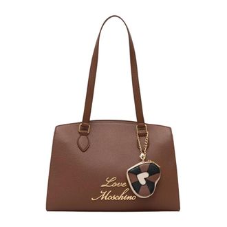 Love Moschino Logo-Schriftzug Herz-Anh&auml;nger Shopper - - Bags - Damen - Braun - ONE SIZE
