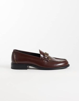 Noak mocassins penny fabriqu&eacute;s au Portugal avec d&eacute;tail boucle en cuir marron