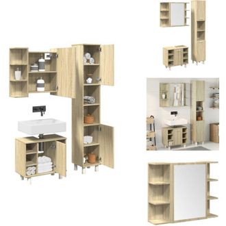 vidaXL 3-tlg. Badm&ouml;bel-Set Sonoma-Eiche Holzwerkstoff - Badm&ouml;bel Set - Badm&ouml;bel Sets - Badm&ouml;belset - Badm&ouml;bel