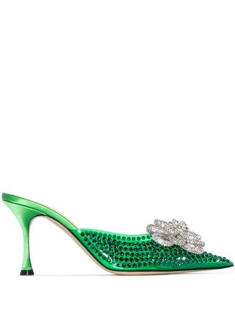Mach & Mach mules Carrie &agrave; ornements en cristal - Vert
