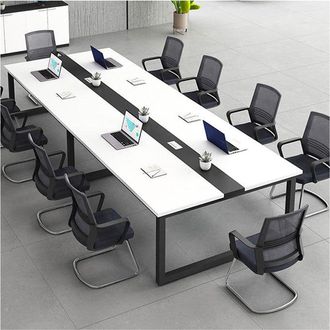 Generic Gro&szlig;er Besprechungstisch, Konferenztisch, moderner Konferenztisch, mit Kabelkanal und schwarzem Metallgestell, for 8-12 Personen(A,240x130x74cm)