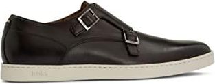 BOSS Hommes Devin Monk Chaussures Double Bride en Cuir avec Semelle extérieure en Gomme