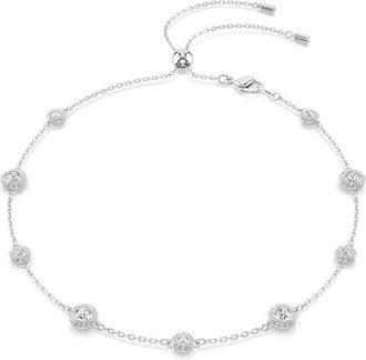 Swarovski Collier de la collection Una Angelic, avec cristaux Zirconia incolores de taille ronde, motifs double face, chaîne en métal rhodié