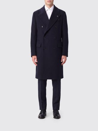 Tagliatore Manteau long crois&eacute; en laine et cachemire avec poches &agrave; rabat