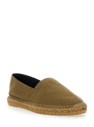 Saint Laurent Mens Brown Espadrilles With Cassandre Embroidery Cotton Shoe