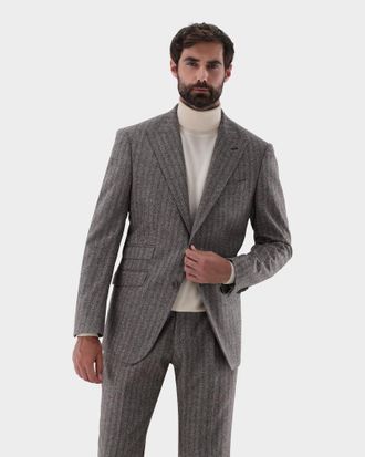 van Laack Sakko aus Wolle mit Fischgrät-Struktur