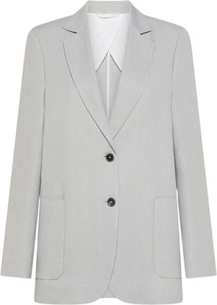 Seventy Femme, Vestes, Gris, Taille: 44 FR Giacca in crepe di lino e viscosa