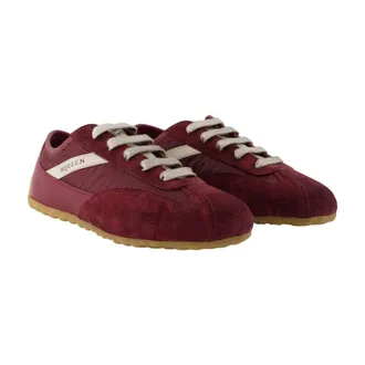 Alexander McQueen Womens Boxing Trainers - Alexander Mcqueen Leather Burgundy Calfskin Shoes Sneakers